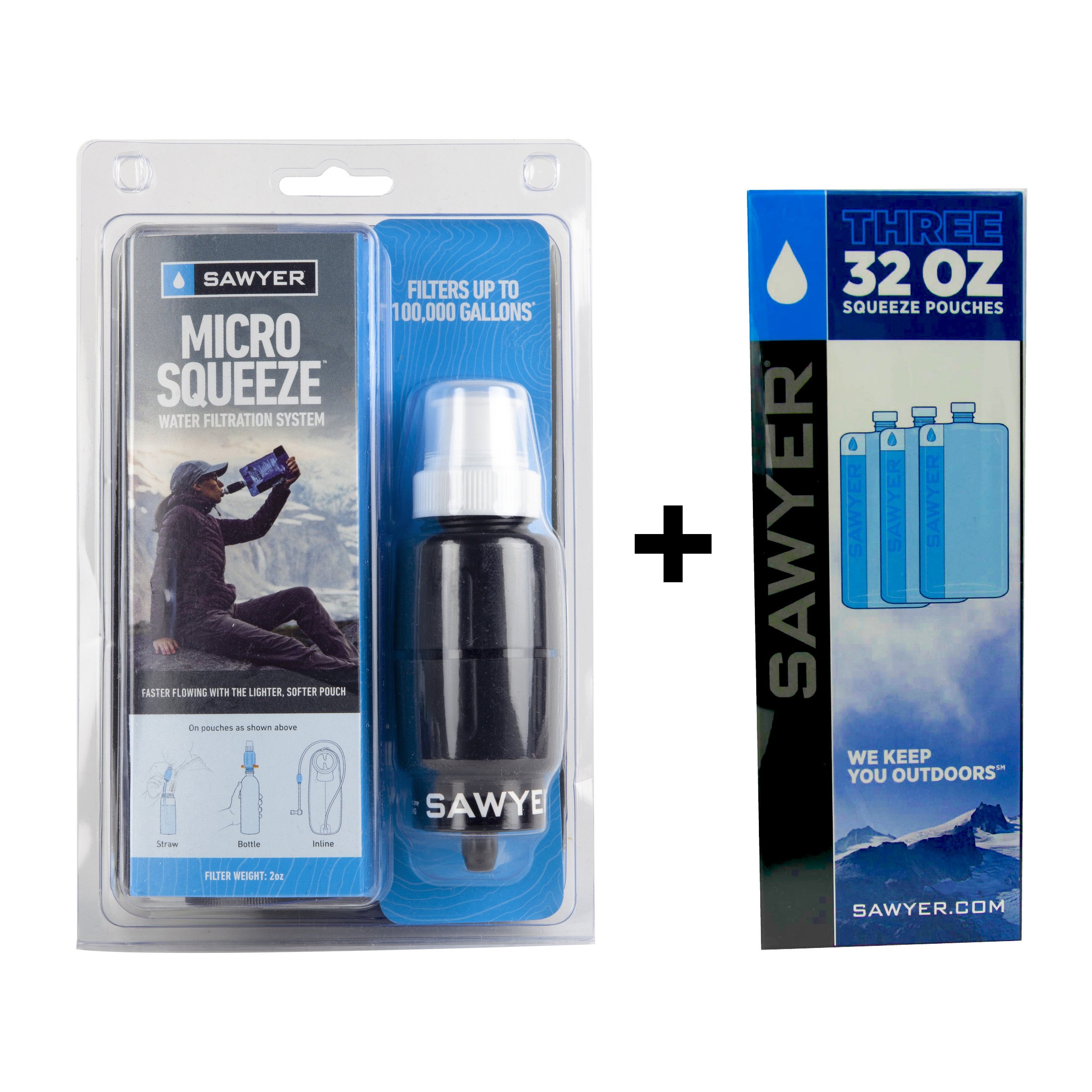 Sawyer Micro Squeeze SP2129 + 3 x 1 Ltr. Trinkbeutel SP113 - OutdoorMe