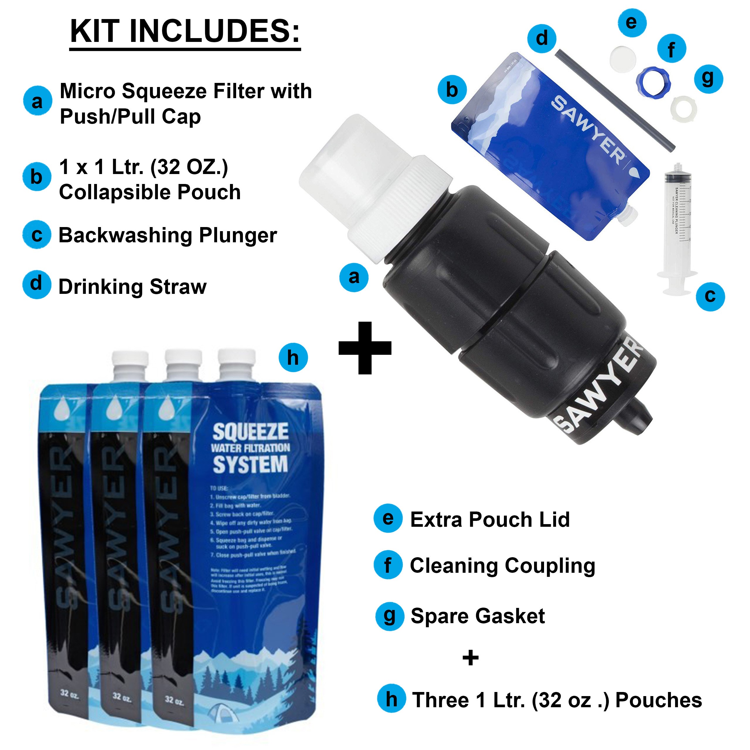 Sawyer Micro Squeeze SP2129 + 3 x 1 Ltr. Trinkbeutel SP113 - OutdoorMe